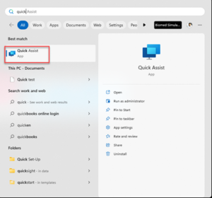 Instructions to Use Quick Assist for Remote Training